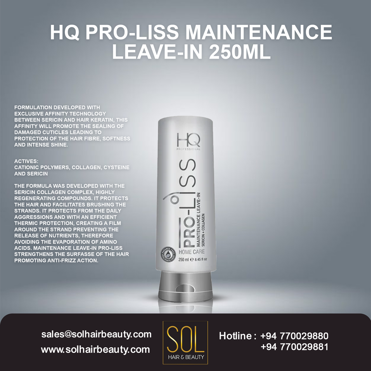 HQ Pro-Liss Maintenance Leave-In 250ml – SOL Hair & Beauty